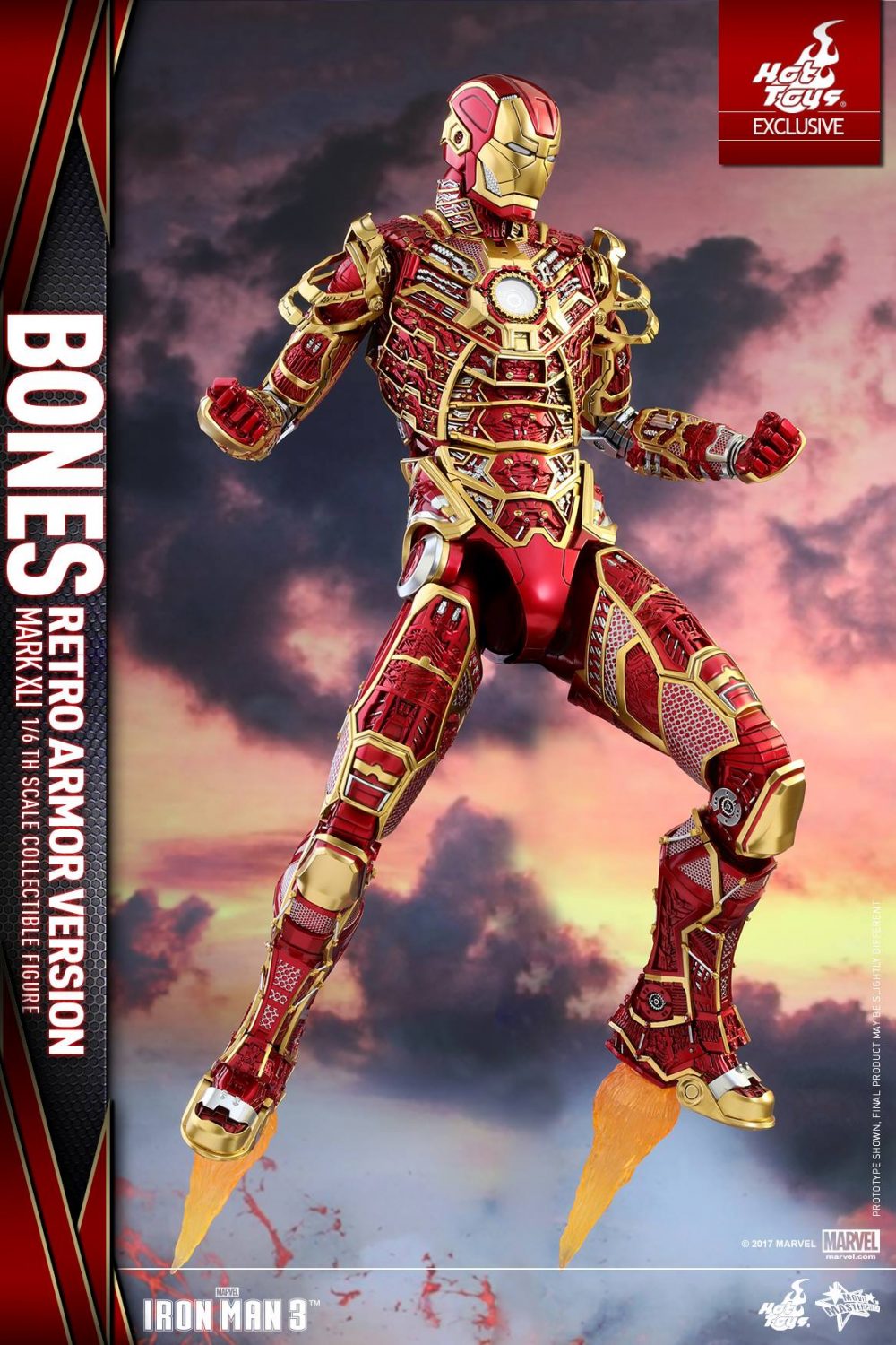 Hot Toys Iron Man 3 – Mark XLI Bones Armor Retro Color Figure