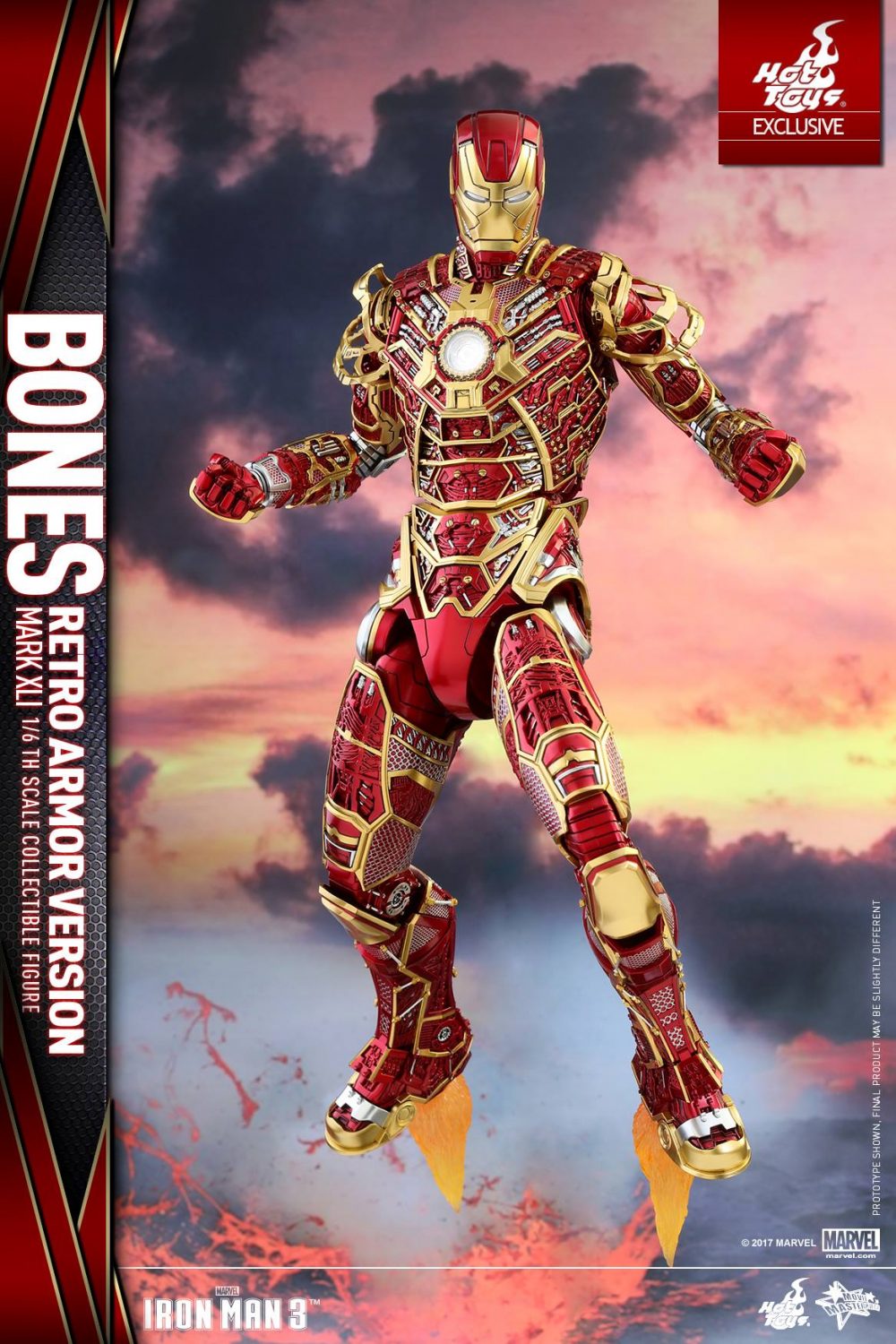 Hot Toys Iron Man 3 – Mark XLI Bones Armor Retro Color Figure