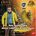 Mattel - Jurassic World Amber Collection Dilophosaurus & Dennis Nerby ...