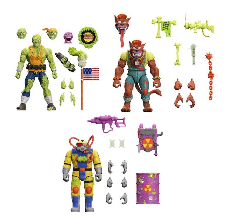Super7 Toxic Crusader Ultimates - Junkyard, Radiation Ranger & Toxie ...