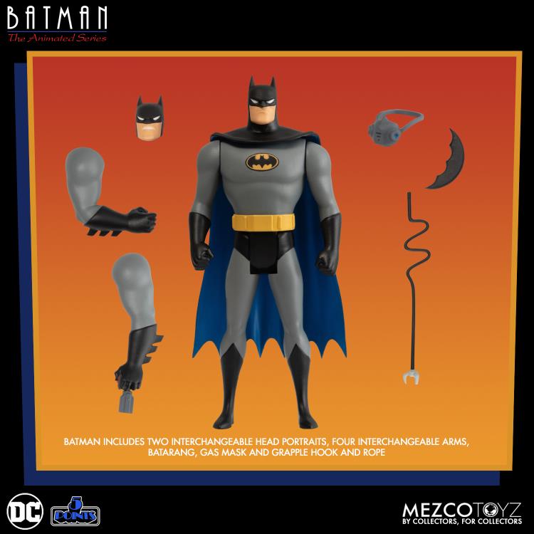 Mezco Toyz Batman: The Animated Series 5 Points Figures & Batmobile Pre ...